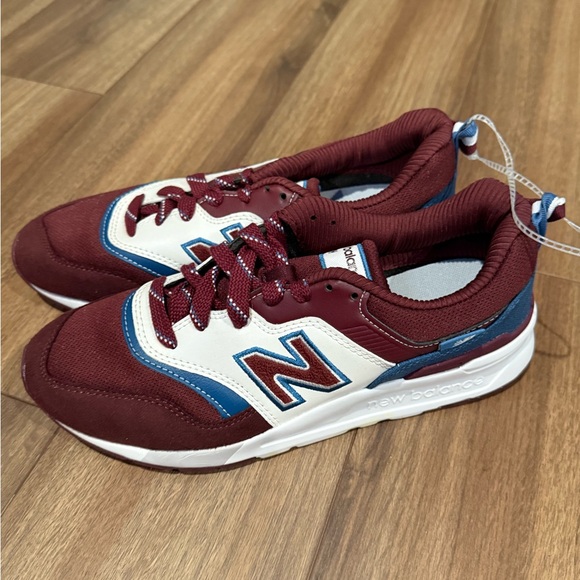 New Balance | Shoes | New Balance Maroon And White Sneakers With Blue ...